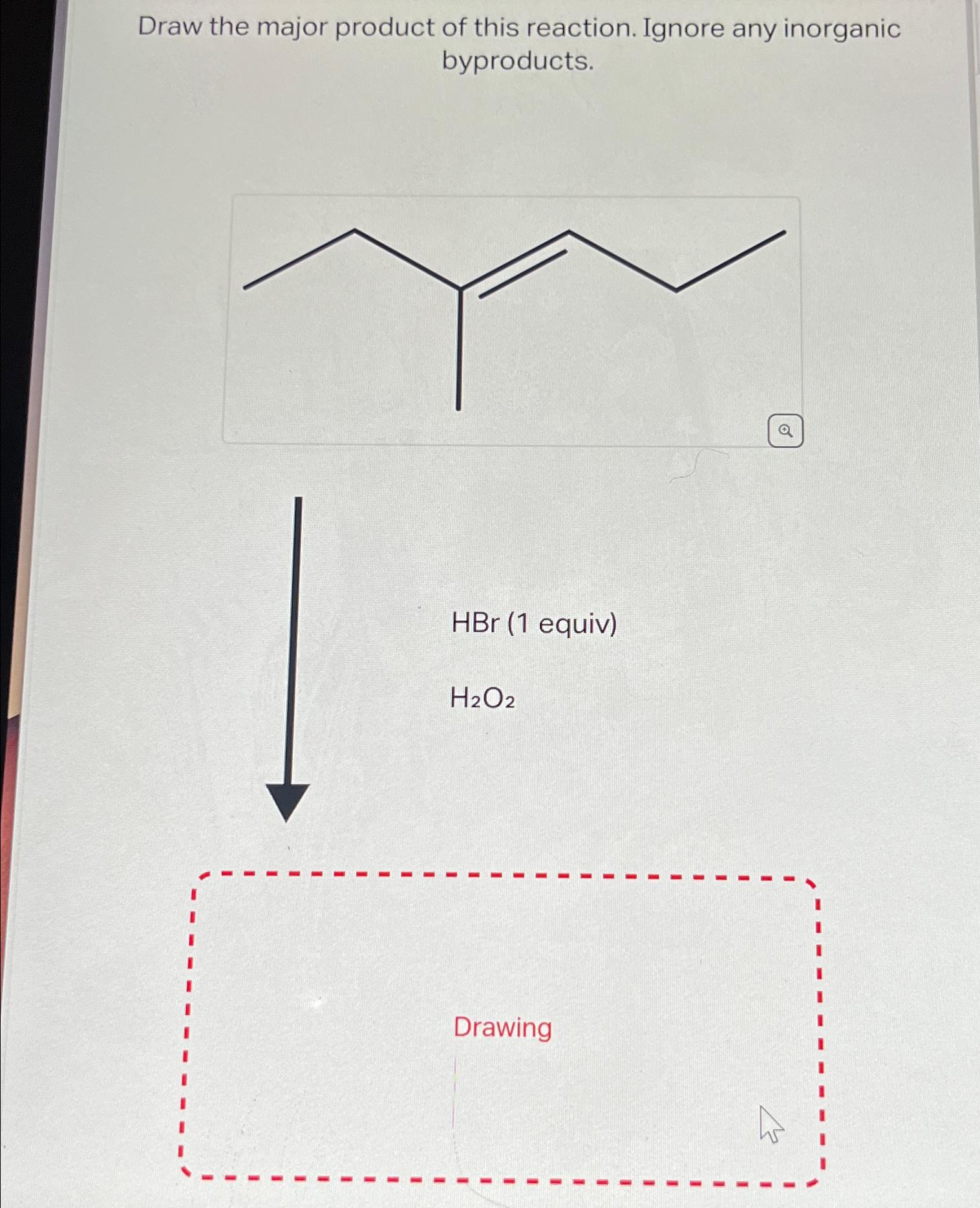 Solved Draw the major product of this reaction. Ignore any | Chegg.com