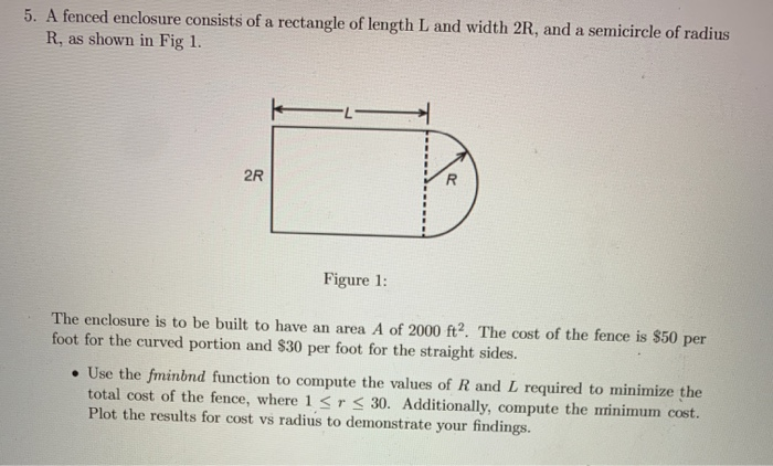Solved 5. A fenced enclosure consists of a rectangle of | Chegg.com