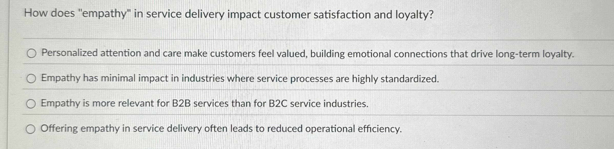 Solved How does "empathy" in service delivery impact | Chegg.com