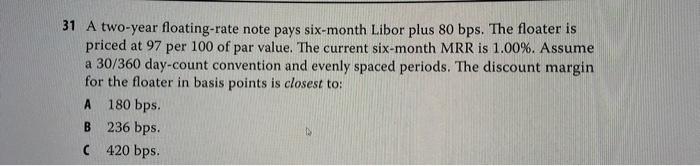 Solved 31 A two-year floating-rate note pays six-month Libor | Chegg.com