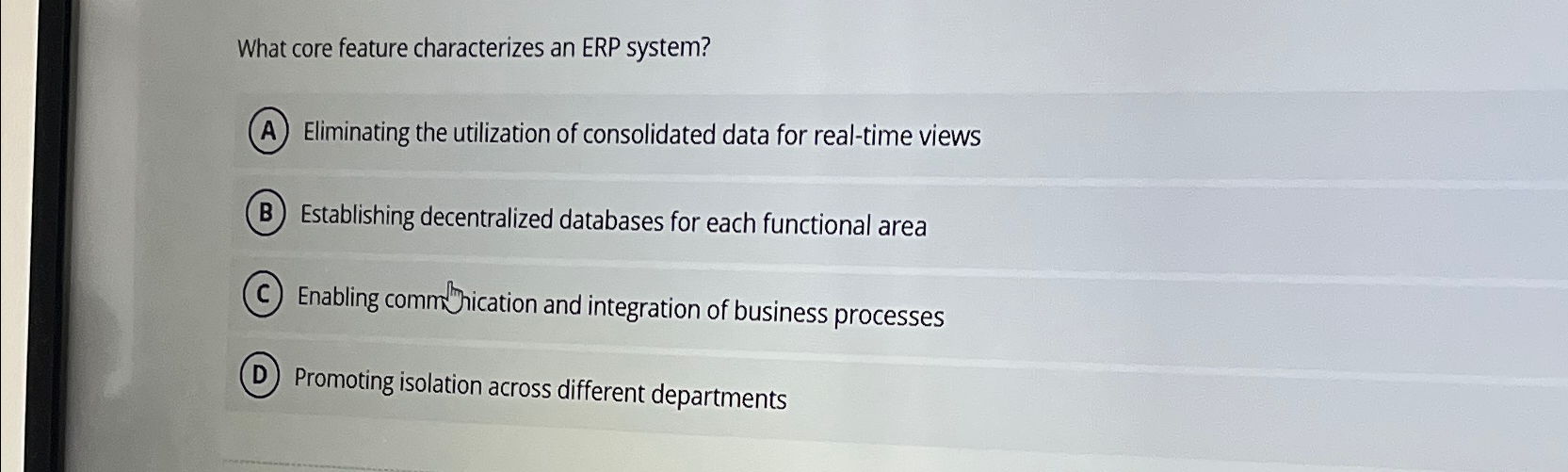 Solved What core feature characterizes an ERP | Chegg.com