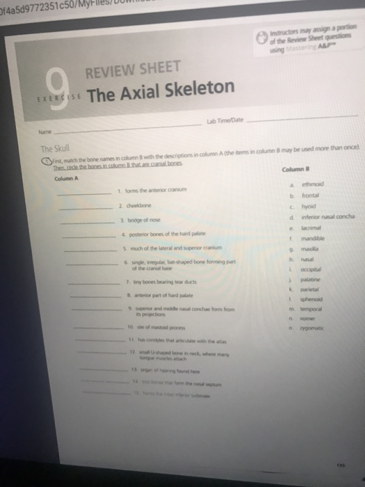Solved Instructors assign a por of the Review Sheets using | Chegg.com
