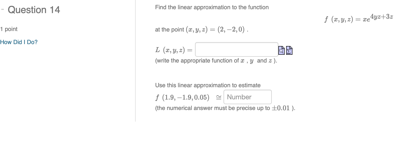 Solved Question 141 ﻿pointHow Did I Do?Find the linear | Chegg.com