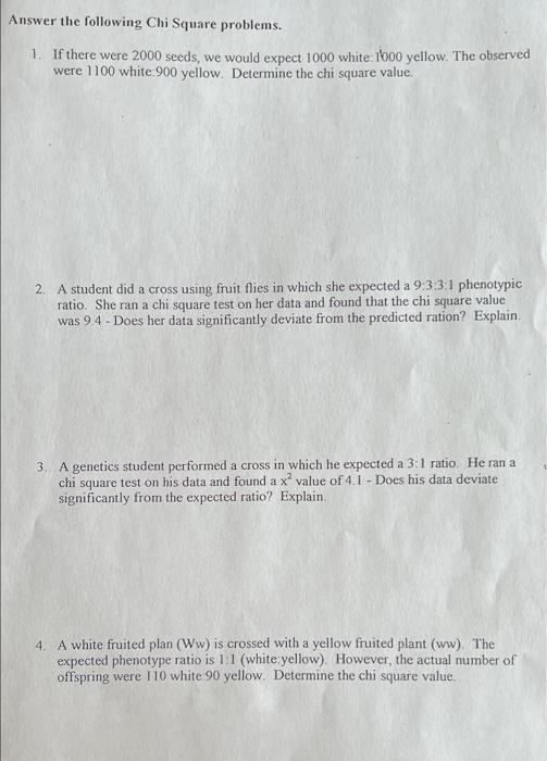 Solved Answer the following Chi Square problems. 1. If there | Chegg.com