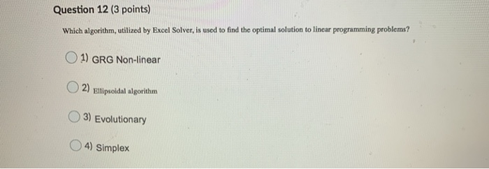 Solved Question 12 (3 points) Which algorithm, utilized by | Chegg.com Solved Question 12 (3 points) Which algorithm, utilized by | Chegg.com