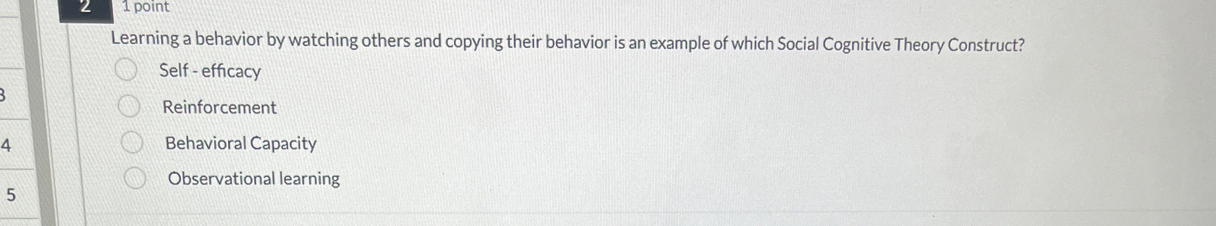 Solved 21 ﻿pointLearning a behavior by watching others and | Chegg.com
