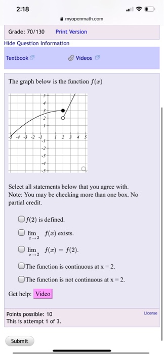 Solved 2:18 AA myopenmath.com The graph below is the | Chegg.com