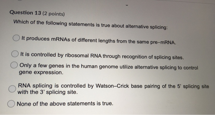 Solved Question 11 (2 points) RNA interference: Involves | Chegg.com