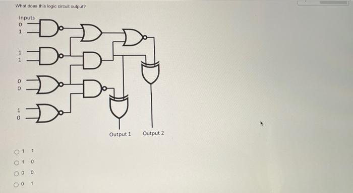 Solved What does this logic circuit output? | Chegg.com