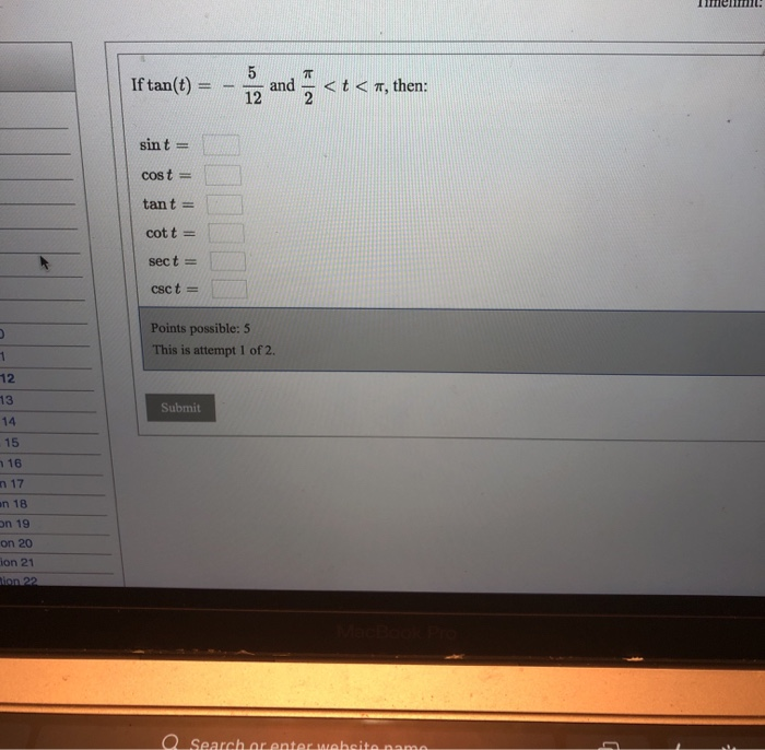 Solved If tan(e) = and { | Chegg.com
