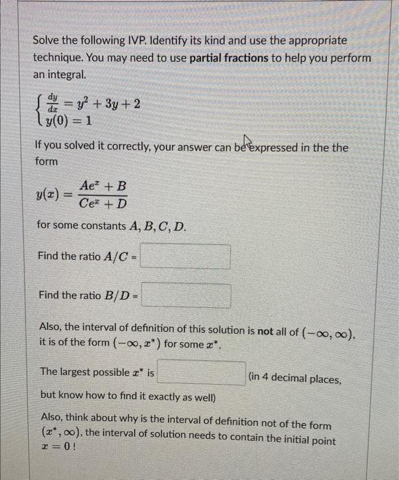 Solved Solve the following IVP. Identify its kind and use | Chegg.com