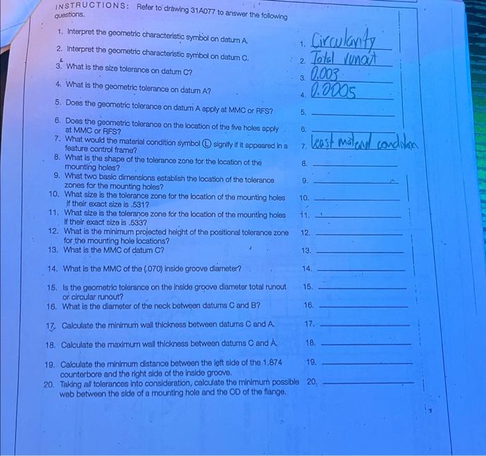 Solved questions. 1. Interpret the geometric characteristic | Chegg.com