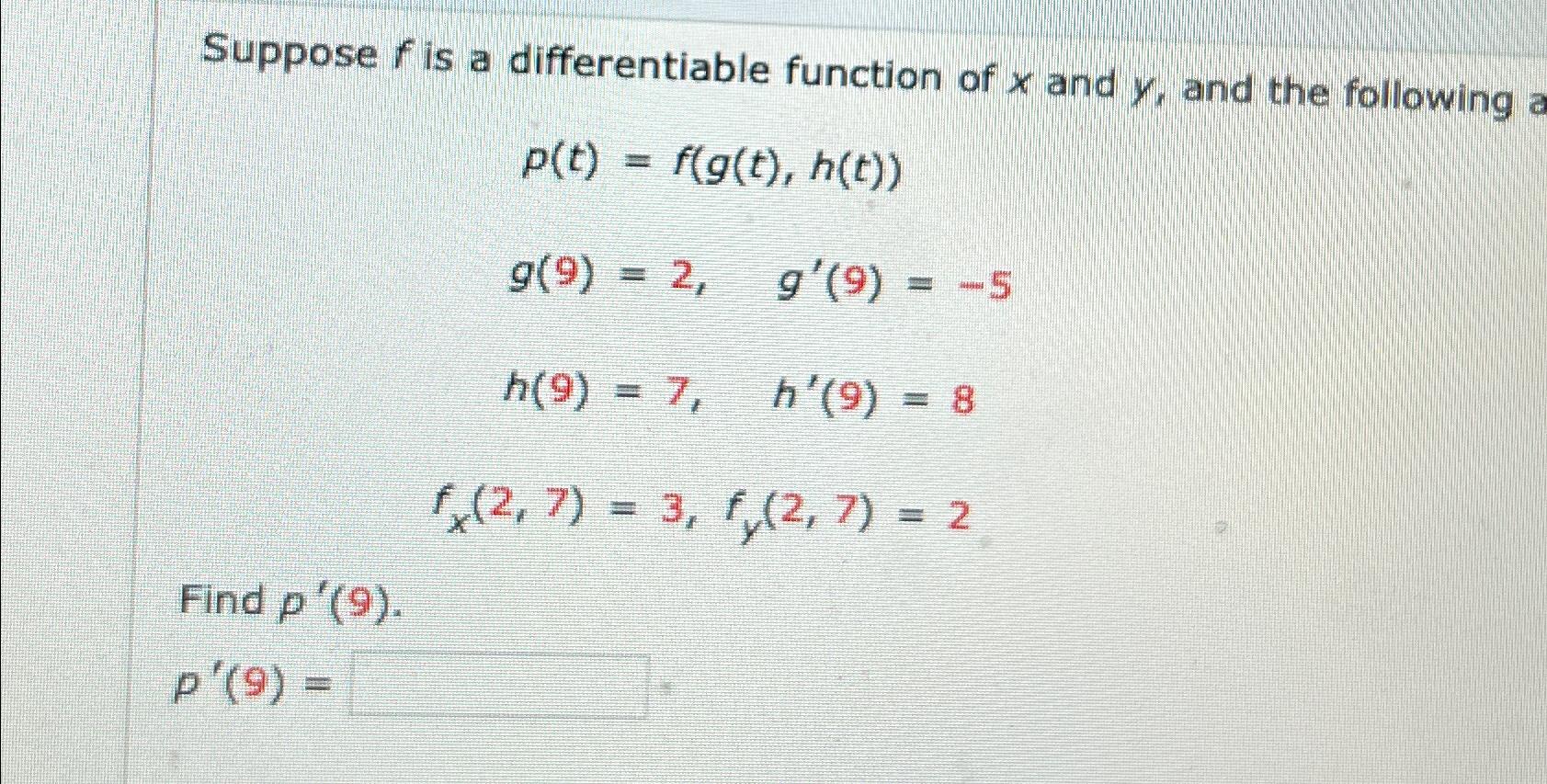 Solved Suppose f ﻿is a differentiable function of x ﻿and y, | Chegg.com