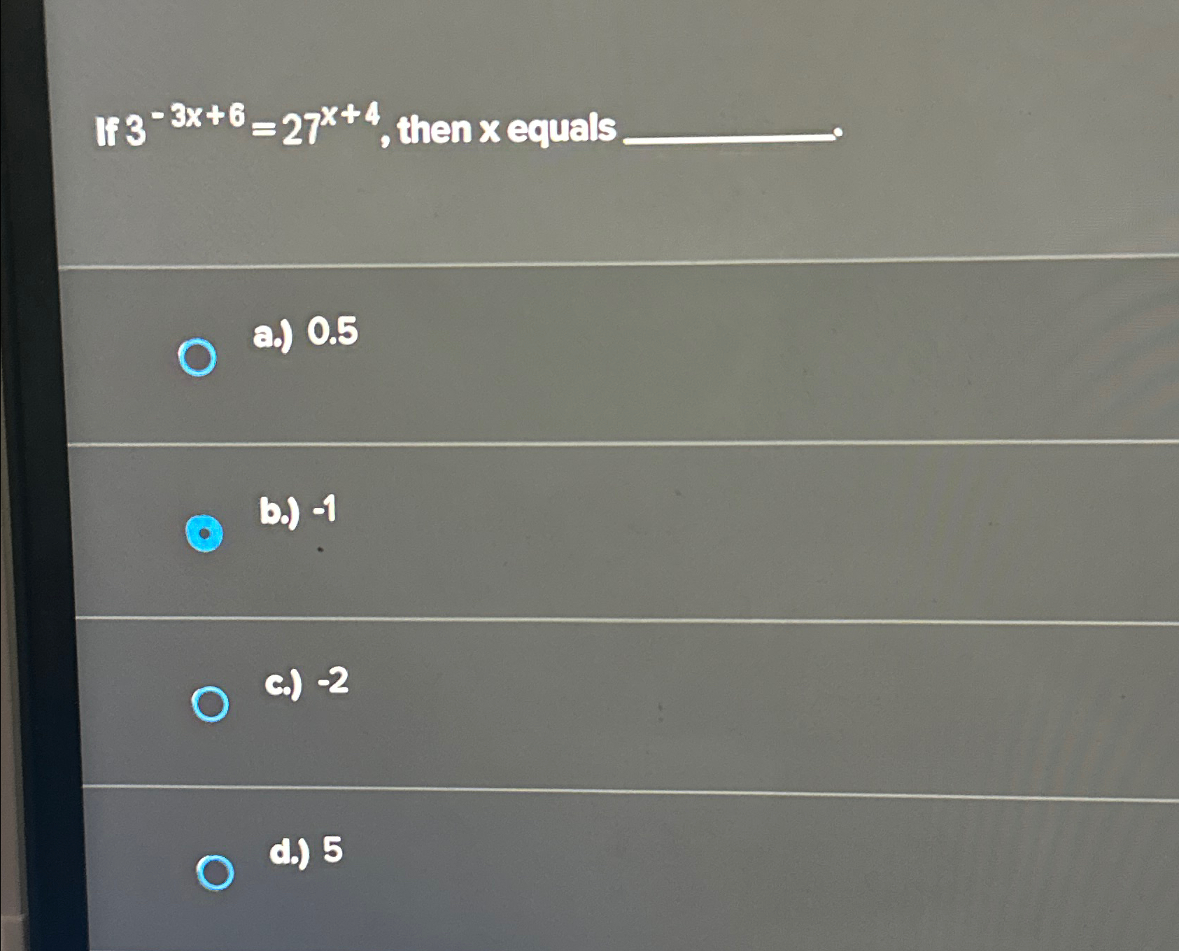 Solved If 3-3x+6=27x+4, ﻿then x | Chegg.com