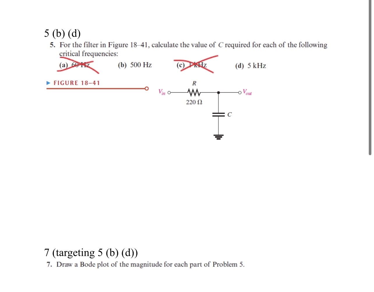 Solved 5 (b) (d)5. ﻿For the filter in Figure 18-41, | Chegg.com