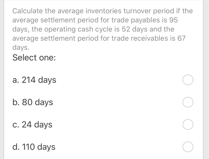 Solved Calculate the average inventories turnover period if | Chegg.com