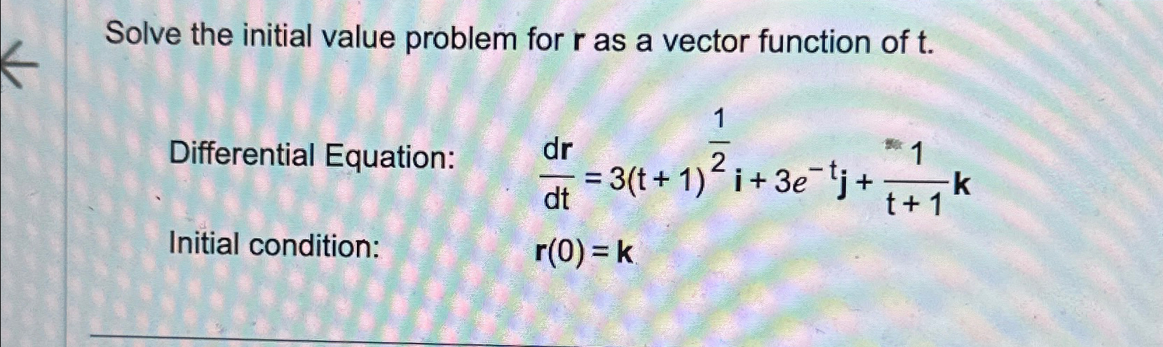 Solved Solve the initial value problem for r ﻿as a vector | Chegg.com