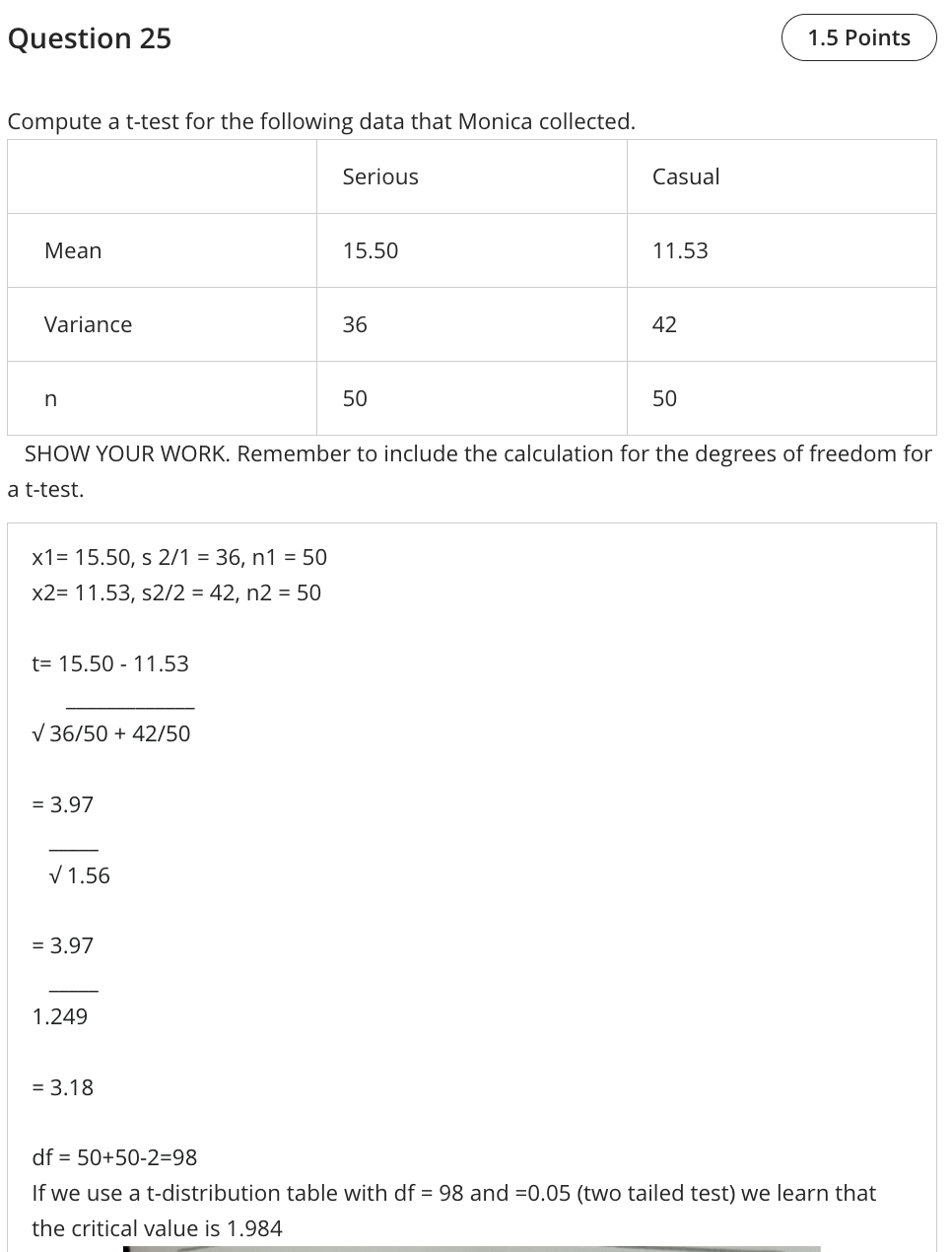 Solved Compute η2 (eta-squared) ﻿for this result. What does | Chegg.com