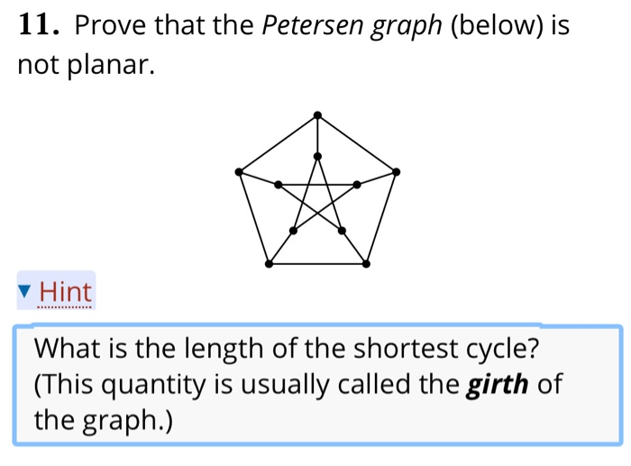 Solved: 11. Prove That The Petersen Graph (below) Is Not P... | Chegg.com Solved: 11. Prove That The Petersen Graph (below) Is Not P... | Chegg.com