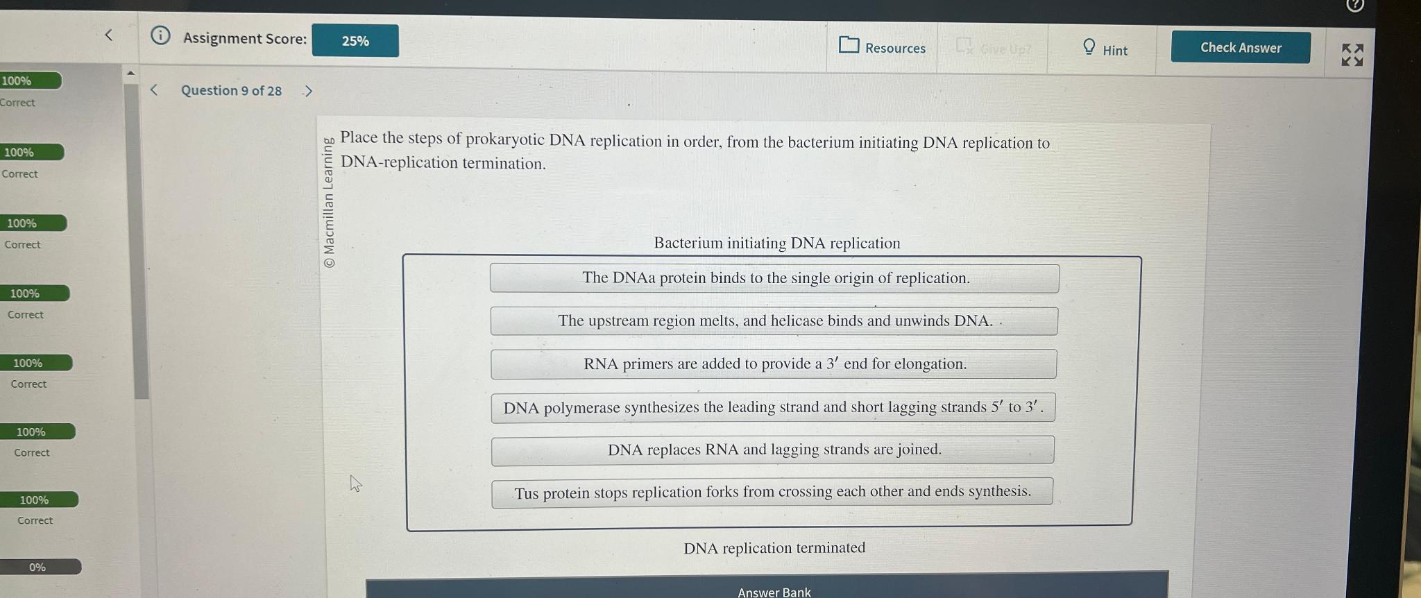 Solved Assignment Score:ResourcesHintQuestion 9 ﻿of 28Place | Chegg.com