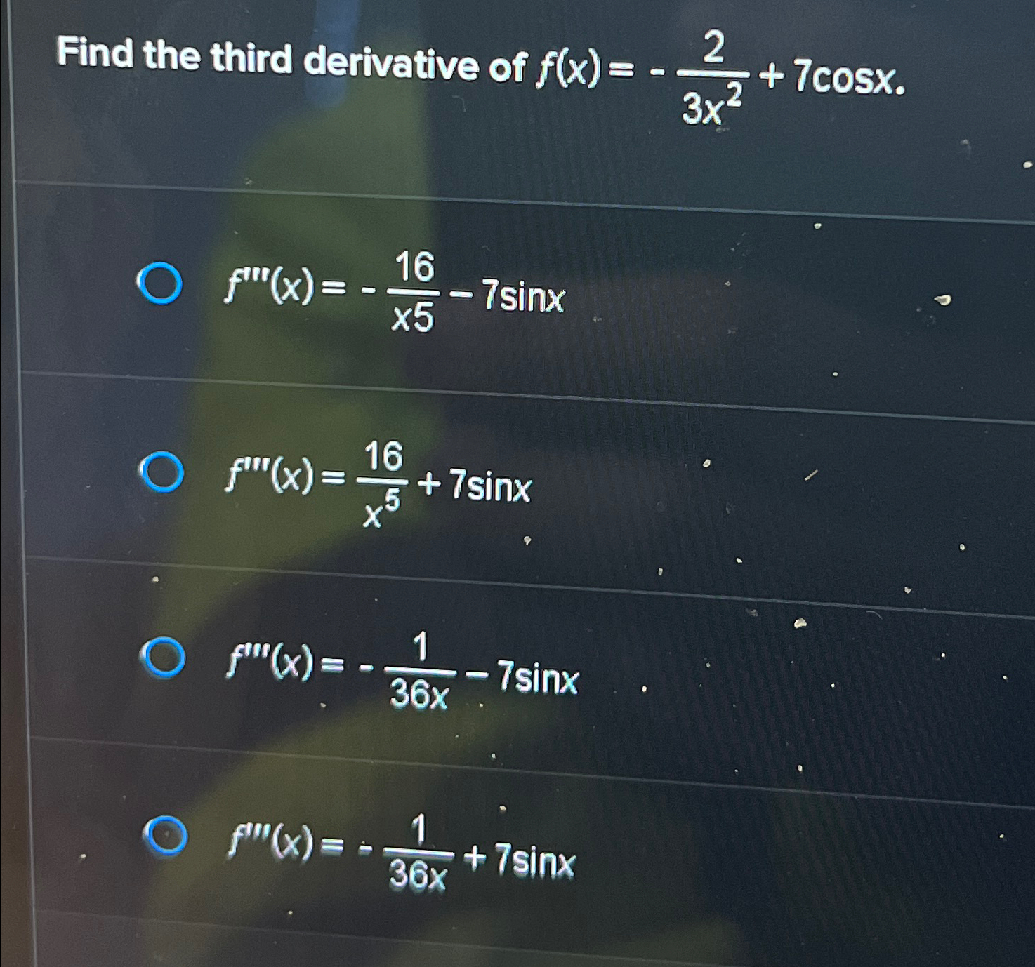 Solved Find the third derivative of | Chegg.com