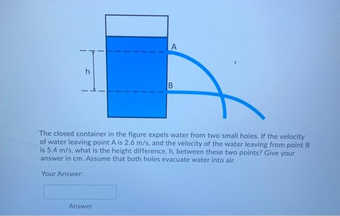 Solved A h B The closed container in the figure expels water | Chegg.com