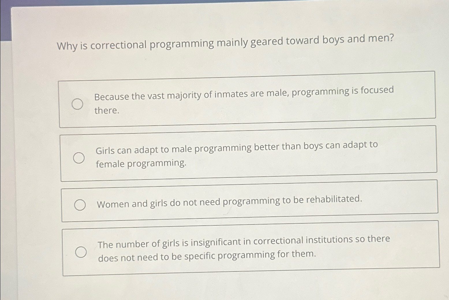 Solved Why is correctional programming mainly geared toward | Chegg.com