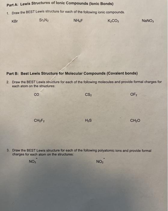 Solved Part A: Lewis Structures of lonic Compounds (lonic | Chegg.com