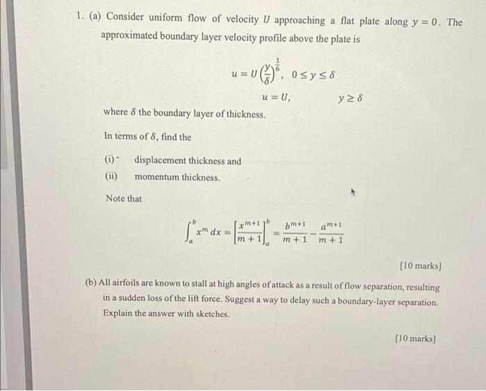 Solved 1. (a) Consider uniform flow of velocity U | Chegg.com