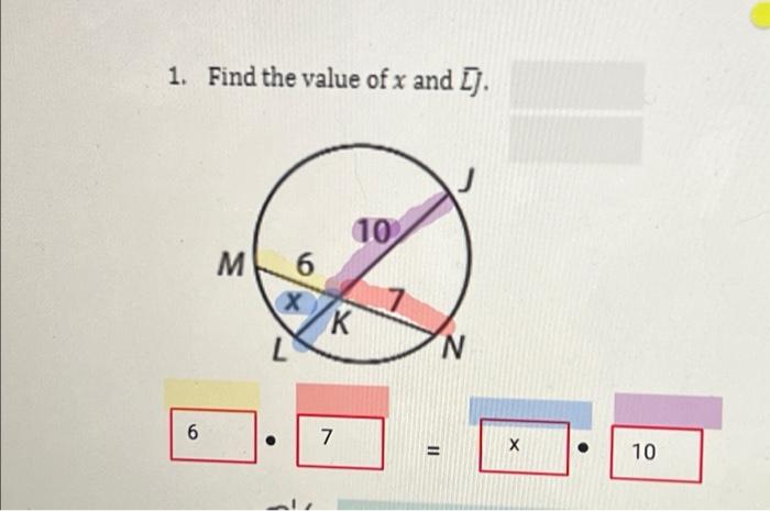 Solved 1. Find the value of x and IJ. 6 M 6 X L K 7 10 II N | Chegg.com