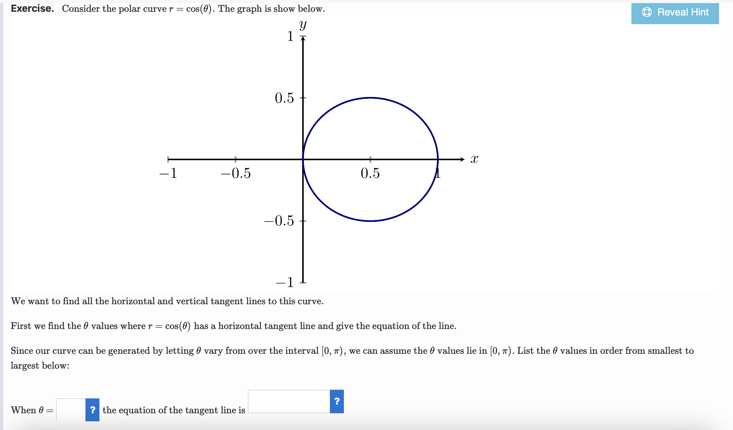Solved Exercise. Consider the polar curve r=cos(θ). ﻿The | Chegg.com