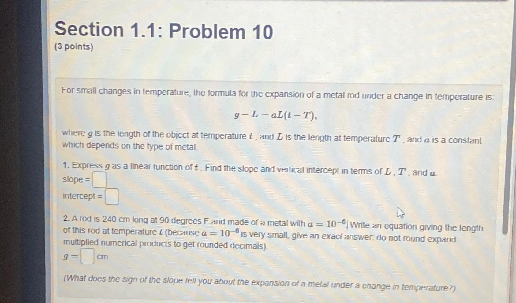 Solved Section 1.1: Problem 10(3 ﻿points)For small changes | Chegg.com