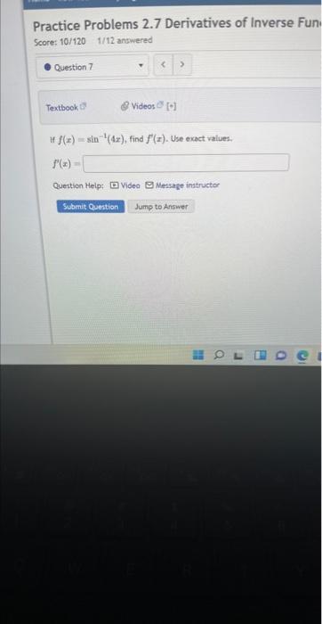 Solved Practice Problems 2.7 Derivatives of Inverse Fun | Chegg.com