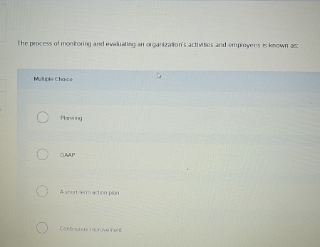 Solved The process of monitoring and evaluating an | Chegg.com