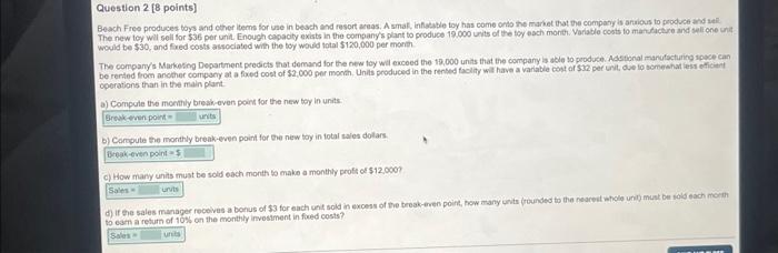 Solved The new toy wil sell for $36 per unit. Enough | Chegg.com