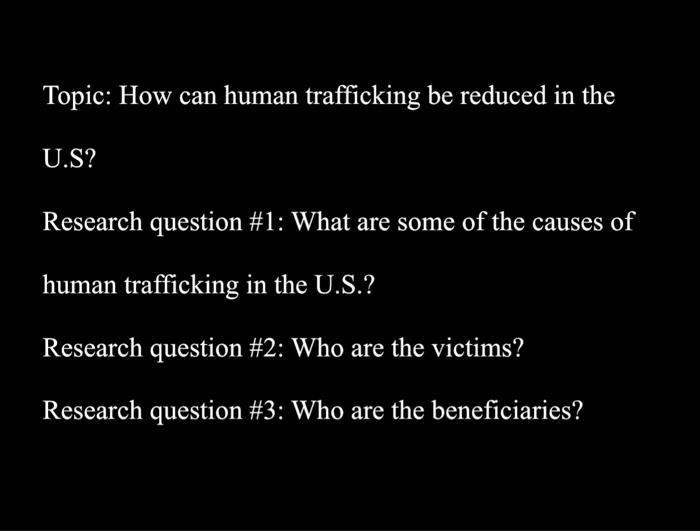 Solved Topic: How can human trafficking be reduced in the | Chegg.com