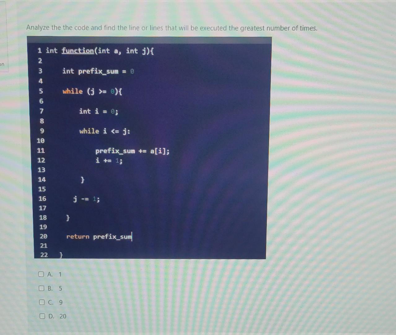 Solved Analyze the the code and find the line or lines that | Chegg.com