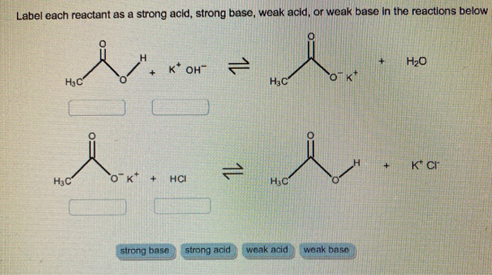 Solved Label each reactant as a strong acid, strong base, | Chegg.com