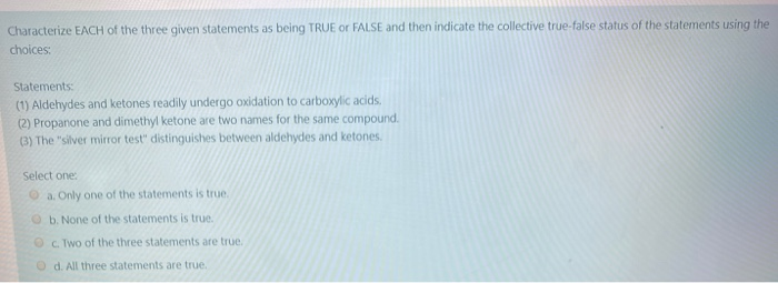 Solved Characterize EACH of the three given statements as | Chegg.com