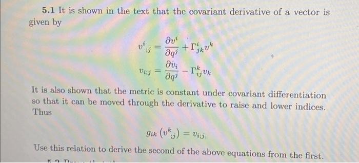 Solved 5 1 It Is Shown In The Text That The Covariant