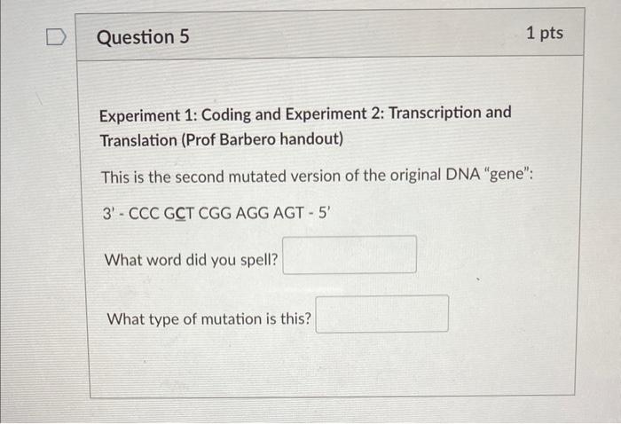 Solved Experiment 1: Coding and Experiment 2: Transcription | Chegg.com