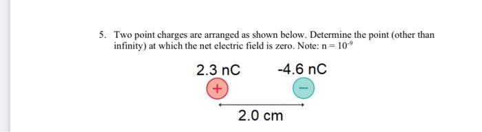 Solved 5. Two point charges are arranged as shown below. | Chegg.com