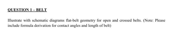 Solved QUESTION 1 - BELT Illustrate with schematic diagrams | Chegg.com