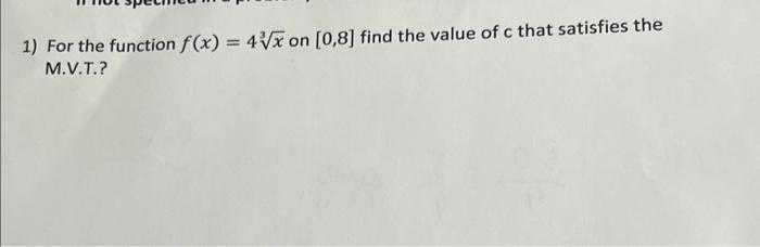 Solved 1) For the function f(x)=43x on [0,8] find the value | Chegg.com