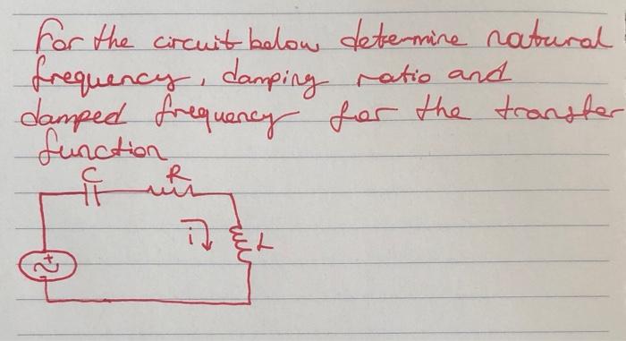 Solved for the circuit below determine natural frequency, | Chegg.com