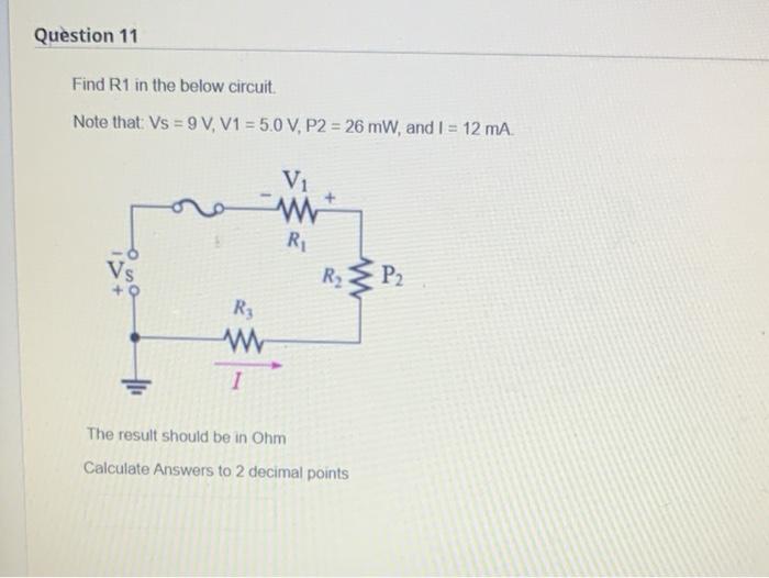 Solved Find R1 in the below circuit. Note that: Vs=9 V, | Chegg.com