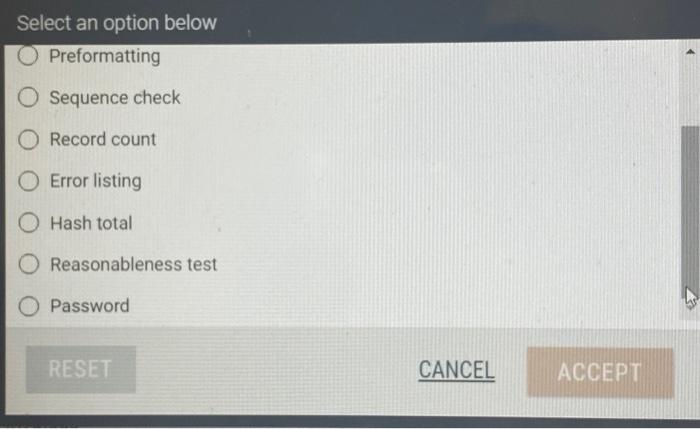 Solved Select from the option list provided the control that | Chegg.com