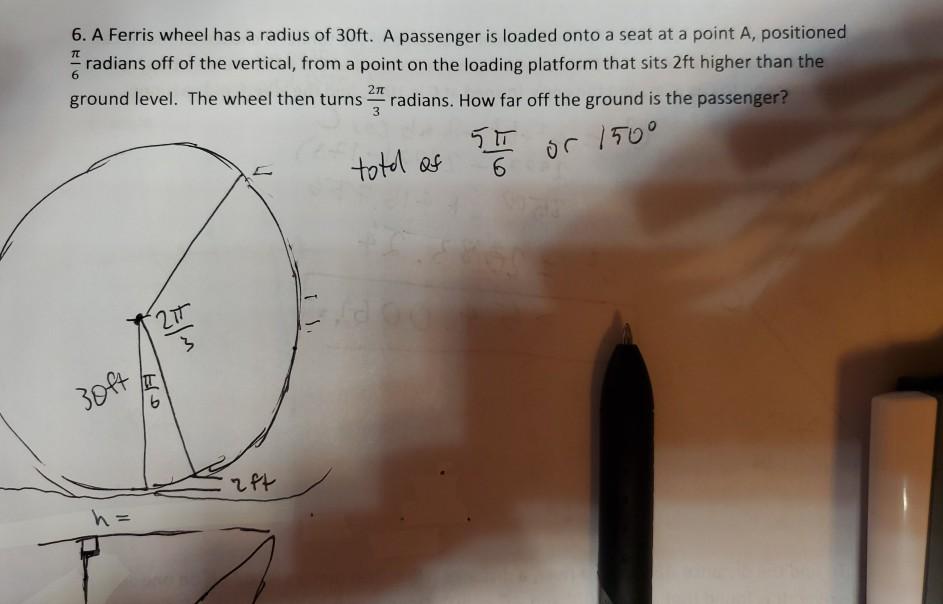 Solved 6 27 6. A Ferris wheel has a radius of 30ft. A | Chegg.com