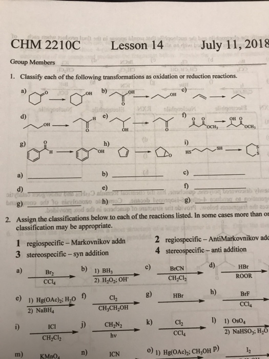 Solved classify each of the following transformations as | Chegg.com