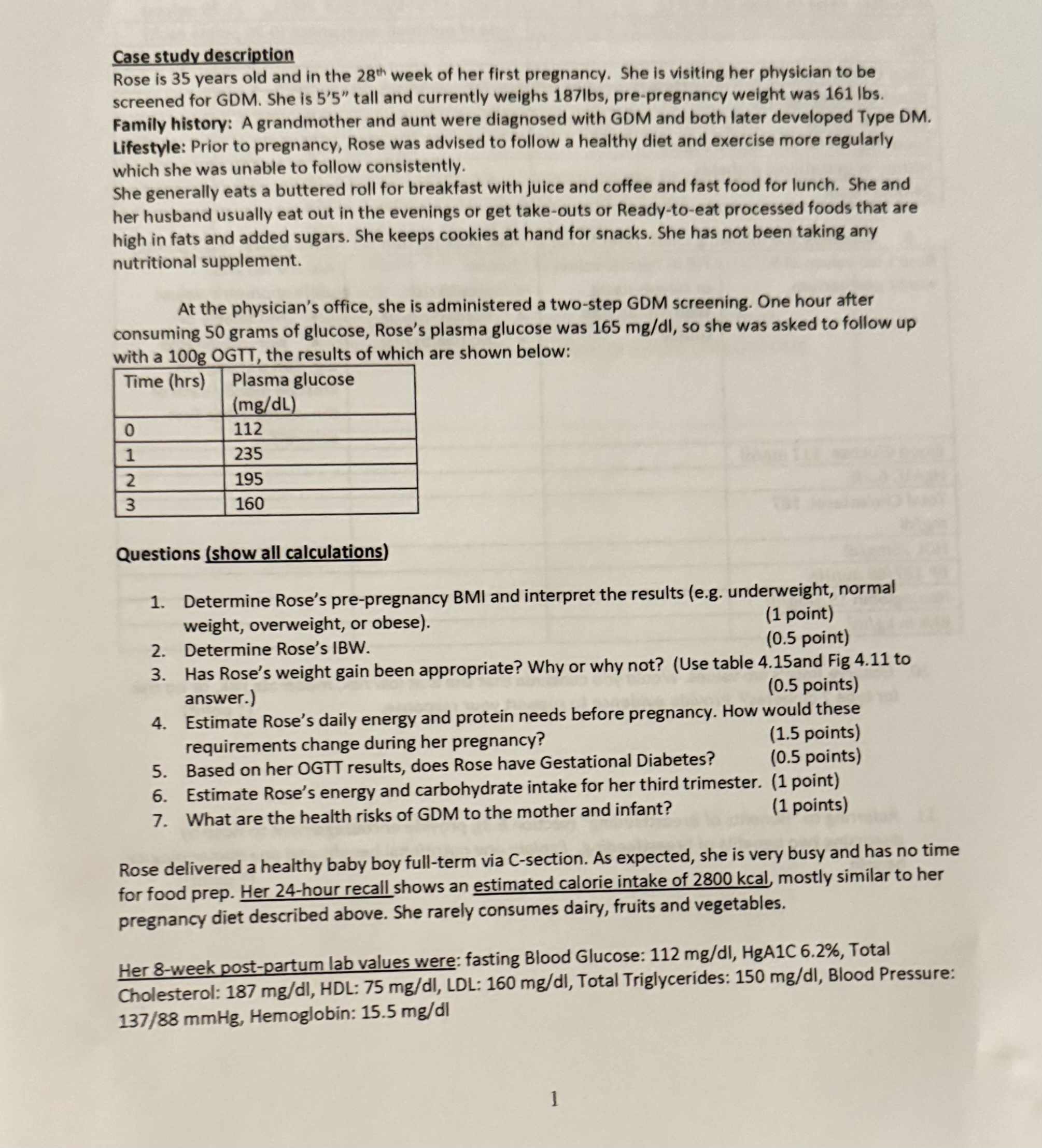 Solved Pregnancy Case StudyCase studv descriptionRose is 35 | Chegg.com